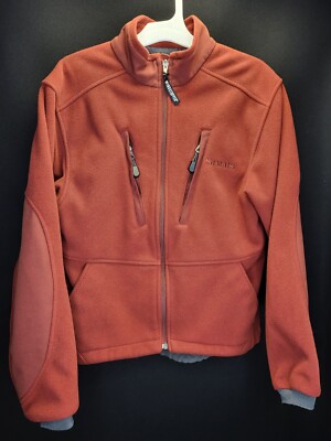 Simms Fishing Fleece Jacket Small Copper Orange Sweater Full Zip ...