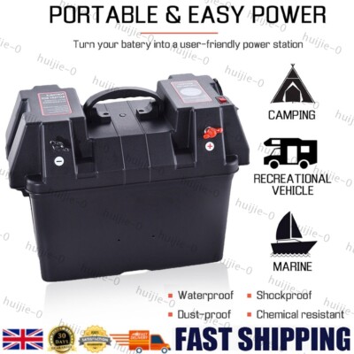 Large Electronics Battery Box 12V Leisure Power with Dual USB Sockets ...