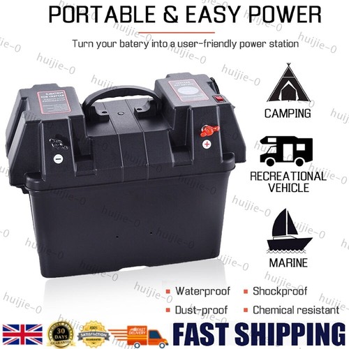 Large Electronics Battery Box 12V Leisure Power with Dual USB Sockets ...