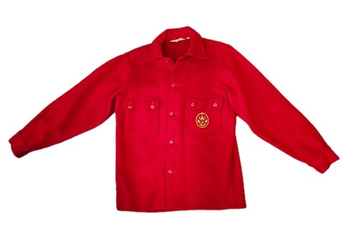 Vintage Red Boy Scouts Of America Red Jacket Sz 38 Wool Blend With BSA ...