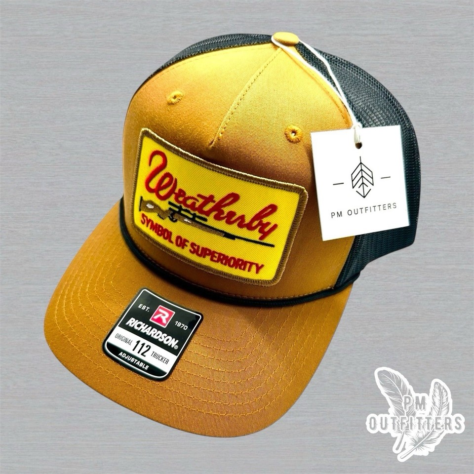 Retro Weatherby Firearms Embroidered Patch on Richardson 112 Rope Trucker Hat | eBay