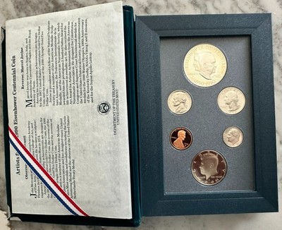 1990 & 1991 US Mint Prestige Proof Sets w/ Box & Cert- Silver Dollars ...