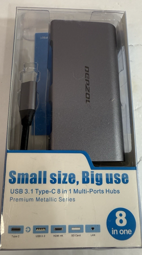 DEPZOL USB C Hub Type C Adapter 8-in-1 Dock to HDMI 4K Gig Ethernet ...