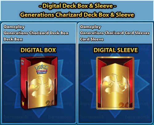 (Digital Item) Generations 20th Charizard Deck Box & Card Sleeve PTCGO ...
