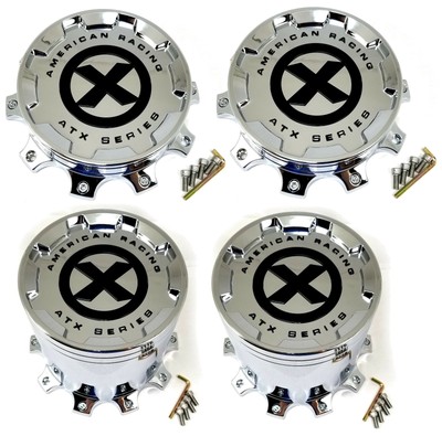 4x American Racing ATX Chrome Front/Rear Wheel Center Hub Caps 11-1/4 ...