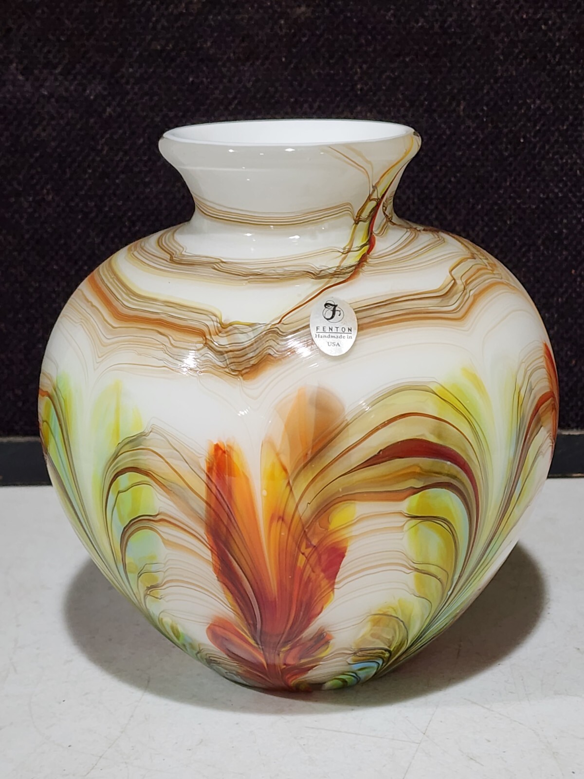 2007 FENTON ART GLASS DAVE FETTY FEATHERS 7" VASE LIMITED Ed | eBay
