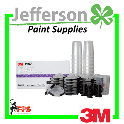 3M 26112 Series 2.0 PPS Spray Cup System Kit 400ml 200 Micron 50 Lids ...