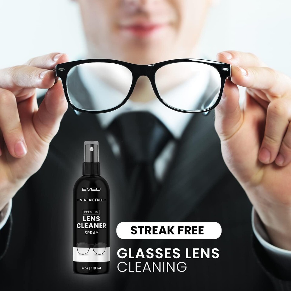 EVEO Eyeglass Cleaner Spray -No Streaks Technology with Microfiber ...