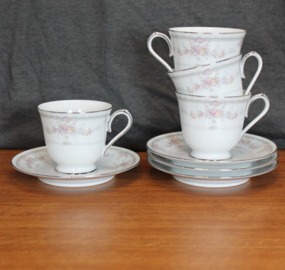 Noritake China - Veranda - Footed Cup & Saucer Sets - FOUR - 4 - 3015 ...
