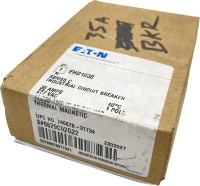 EATON EHD1030 277VAC 30A 1 POLE THERMAL MAGNETIC CIRCUIT BREAKER - NEW ...