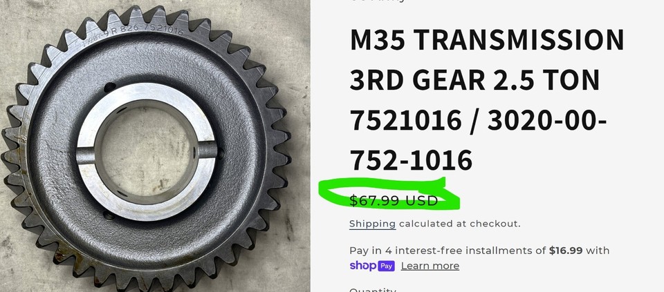 M35 Third Gear 3053A Spicer Transmission M35A Truck 7521016 [B1S3] | eBay