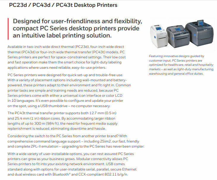 Intermec PC43t Label Thermal Printer for sale online | eBay
