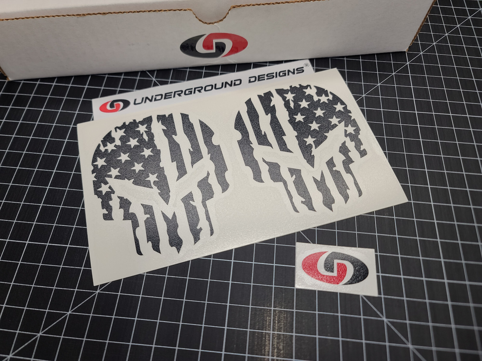 Corvette Skull Decals (2pk) American Flag Racing Stickers C5 C6 C7 C8 ...