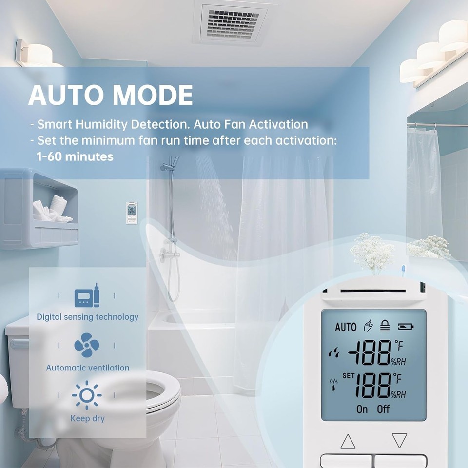 Humidity Sensor Switch, Wall Bathroom Fan Automated Control Switch | eBay