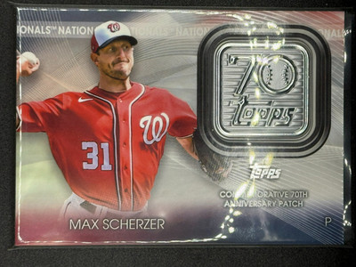 2021 Topps Series Update Max Scherzer 70th Anniversary Logo Patch Card ...