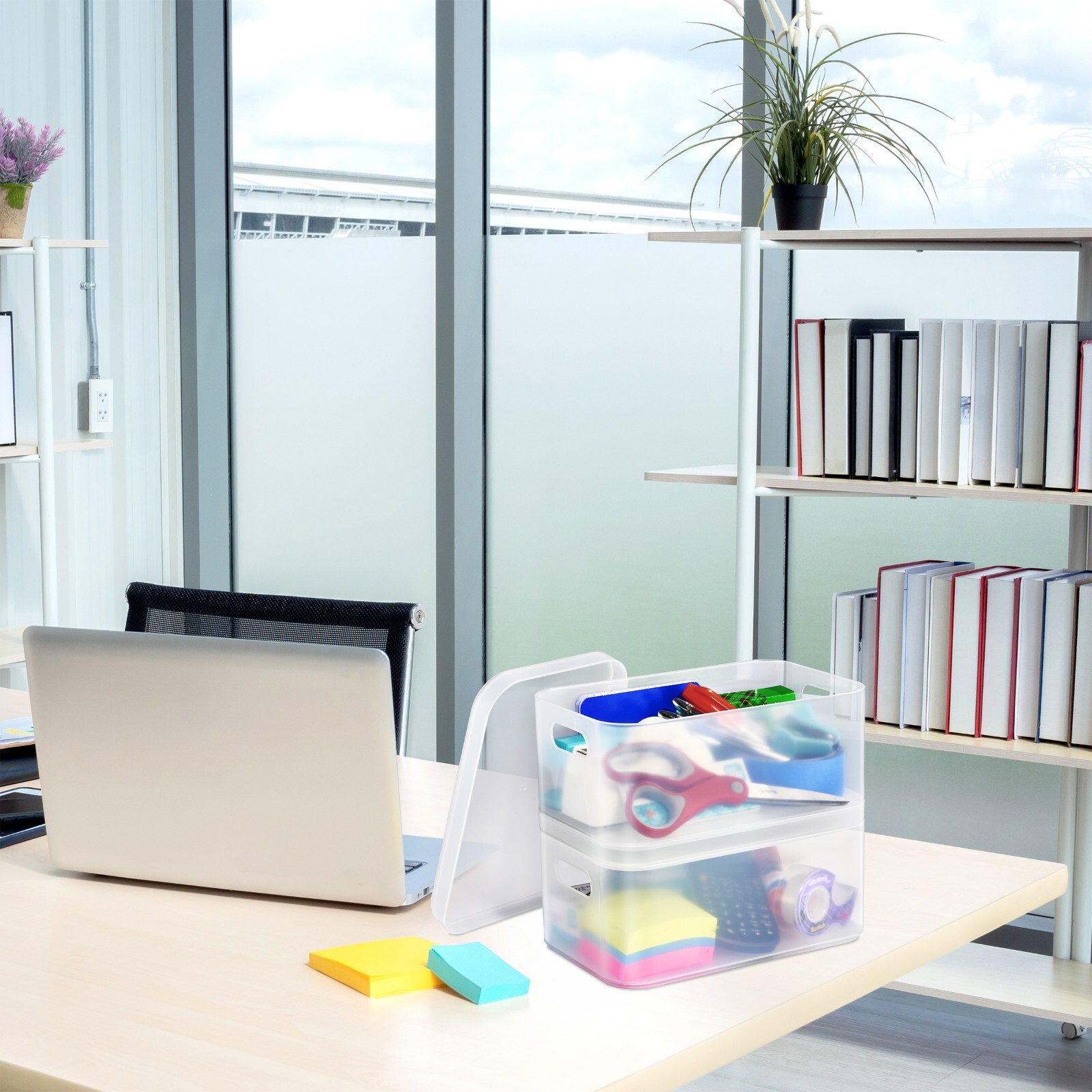 Sorbus Stackable Plastic Frosted Organizer Bins, 2 Pack Storage Boxes ...