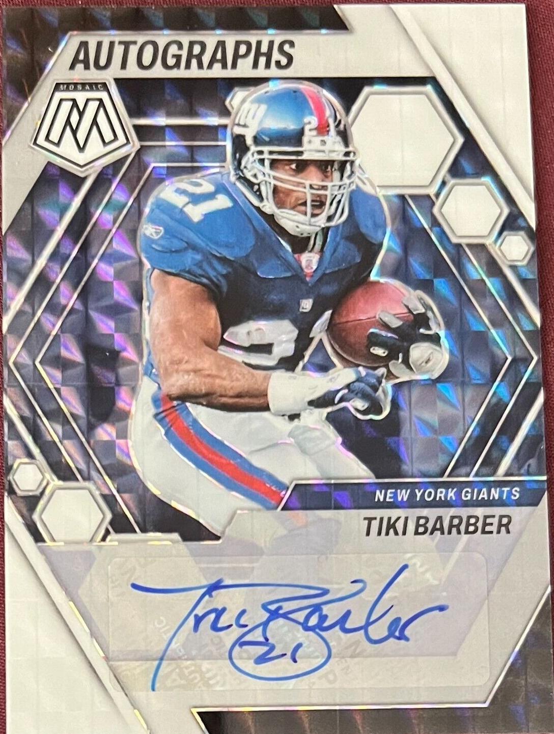 2023 Panini Mosaic - Autographs Mosaic Tiki Barber #AM-TB White Prizm ...