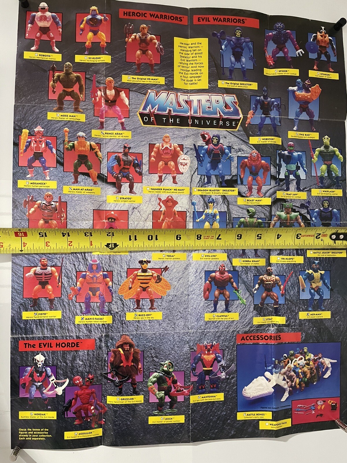 Masters Of The Universe Figure & Vehicle Checklist Poster 1985 Vintage ...