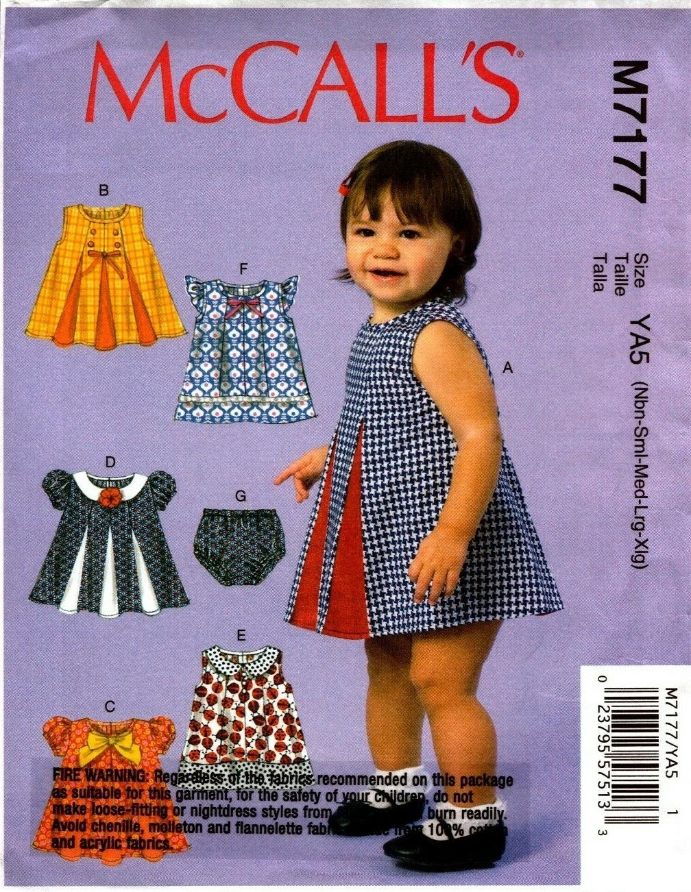 McCalls Sewing Pattern 7177 M7177 Infants Dress Panties Size Nbn-Xlg | eBay Australia