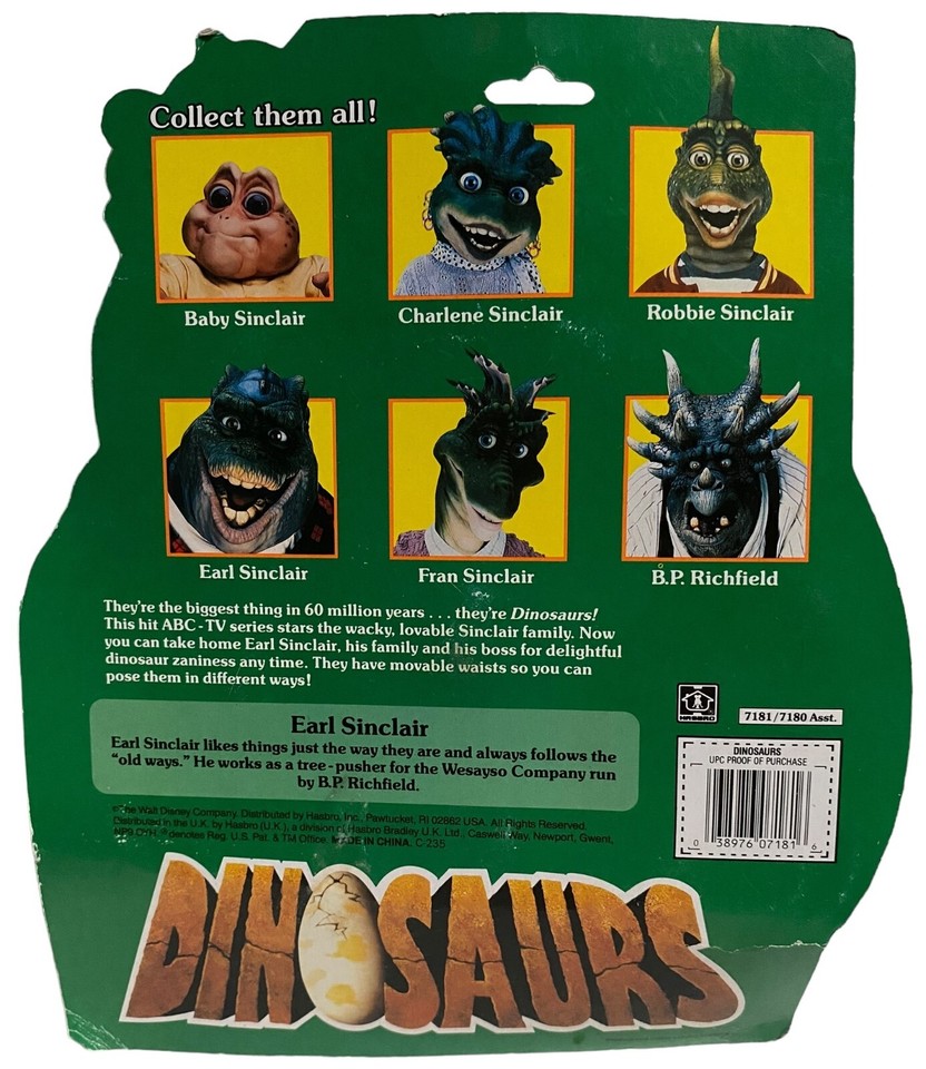 Dinosaurs Earl Sinclair Vtg 1991 Action Figure NEW Hasbro Disney ABC TV ...