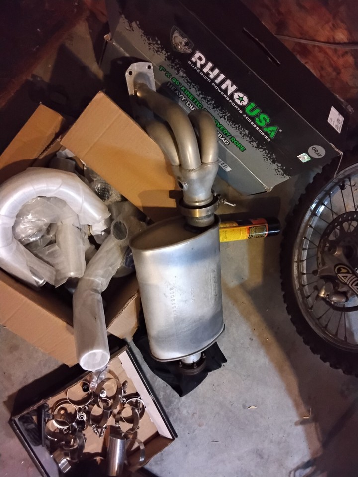 sand rail buggy exhaust header, muffler, spark arrestor, ecotec, 2.4, 2 ...