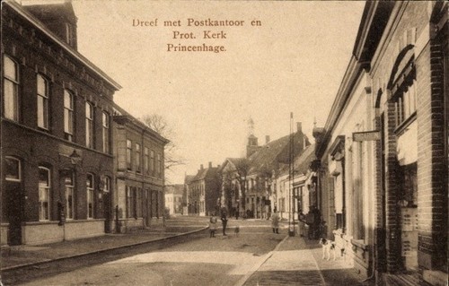 Ak Princenhage Breda Nordbrabant, Dreef mit Postamt und Kirche ...