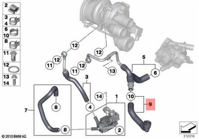 Genuine BMW R55N R56N R57N Turbocharger Coolant Return Hose OEM ...