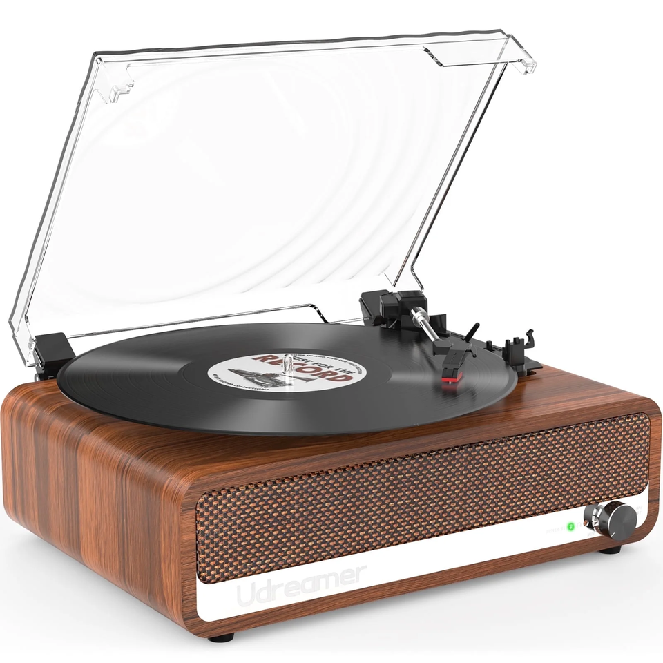 Vinyl Record Player with Bluetooth,All in One 3-Speed Vintage ...