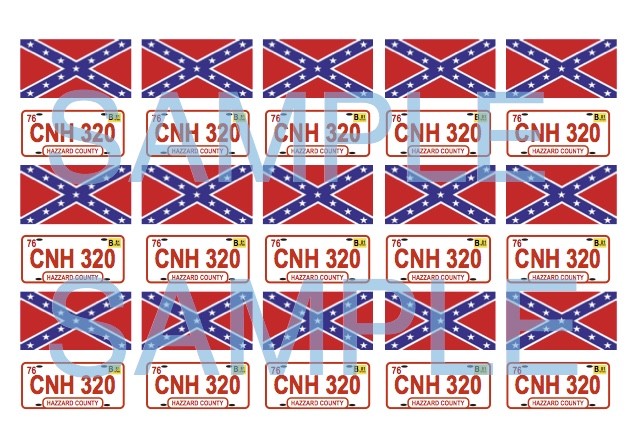 General Lee License Plates Only water slide decals 1:64 1:32 1:24 1:18 ...