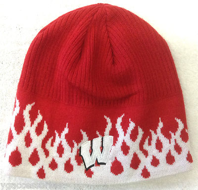 NCAA Wisconsin Badgers Adidas Cuffless Winter Knit Hat Cap Beanie NEW ...