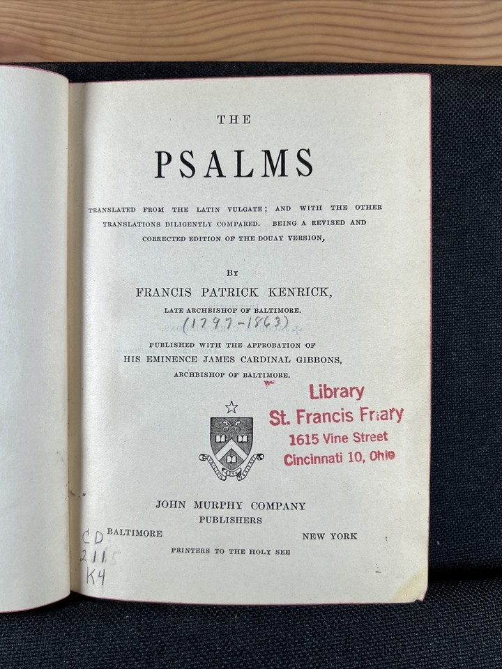 The Psalms by Francis Patrick Kenrick (1913 Hardcover) | eBay