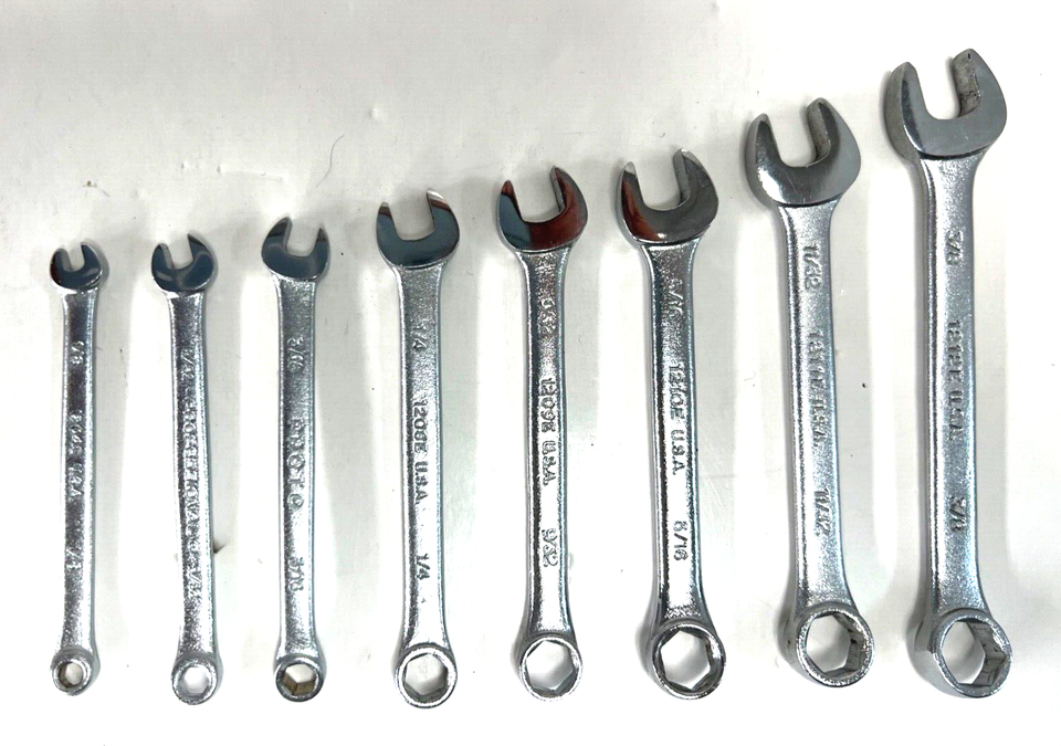 Proto 1200E Fractional 8-Pc Midget Combination Wrench Set W/Pouch | eBay