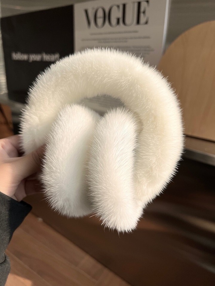 Women's Real Mink Fur Earmuffs Large Ear Protection Winter Warm Muffs ...