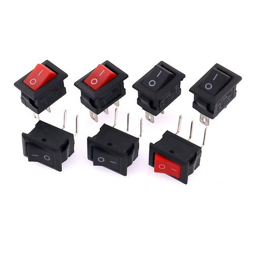 Rectangular Rocker Switch 16mm X 10mm SPST Small Black White 2 Pin ON ...