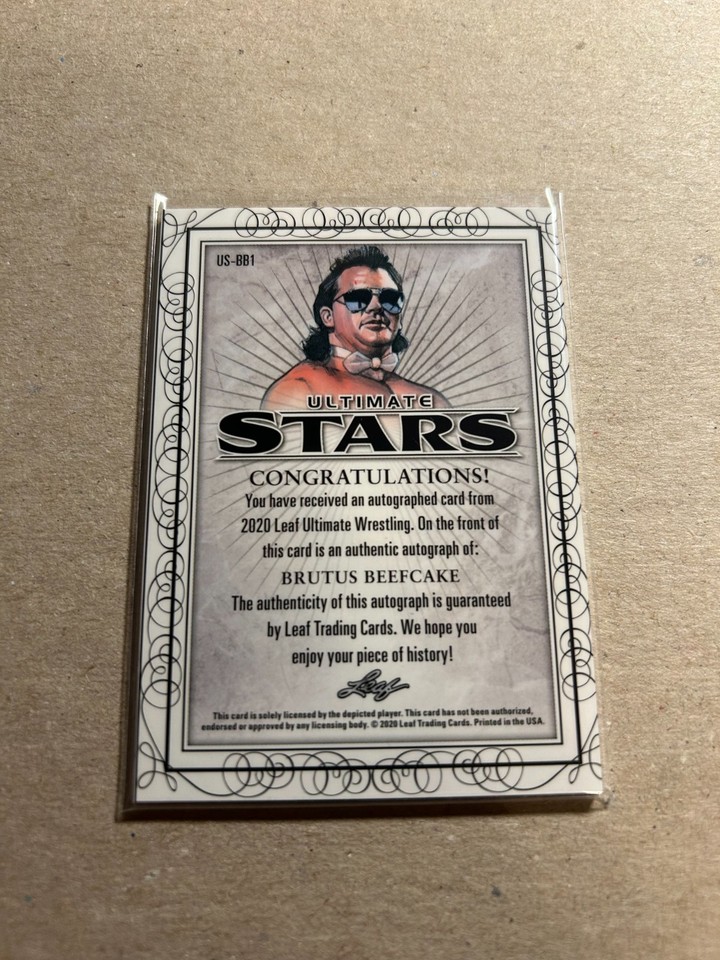 2020 Leaf Stars WWF WWE Wrestling Auto Silver Holofoil 2/3 * BRUTUS ...