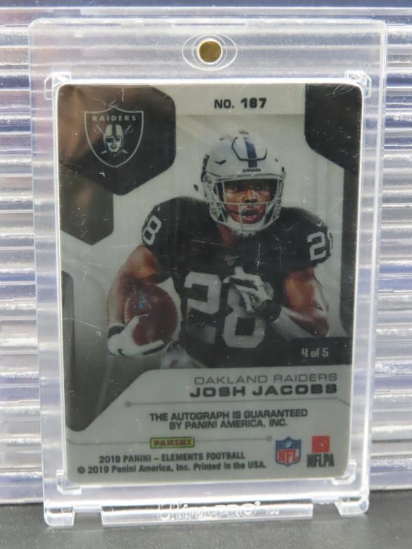 2019 Panini Elements Josh Jacobs RPS Rookie Signatures Black Auto RC 4/ ...