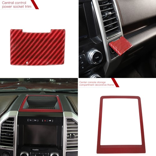 Red Carbon Full Set Interior Decoration Trim For 15+ Ford F150 F250 ...