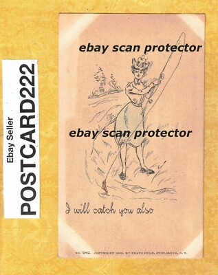 X Topical postcard 1902 Franz Huld I will catch you also to Bridgeport CT J Cox | eBay