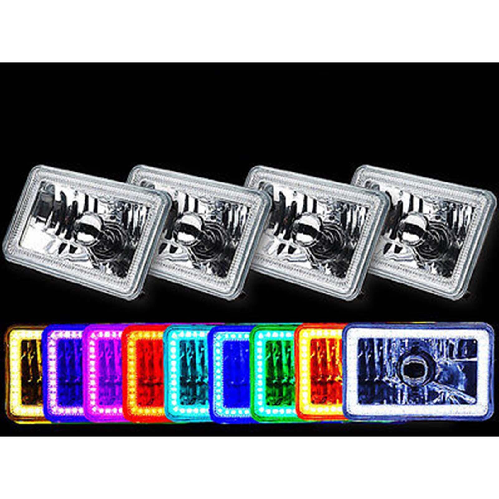 4X6" BLUETOOTH Color Change RGB SMD LED Halo Headlight Halogen Light ...