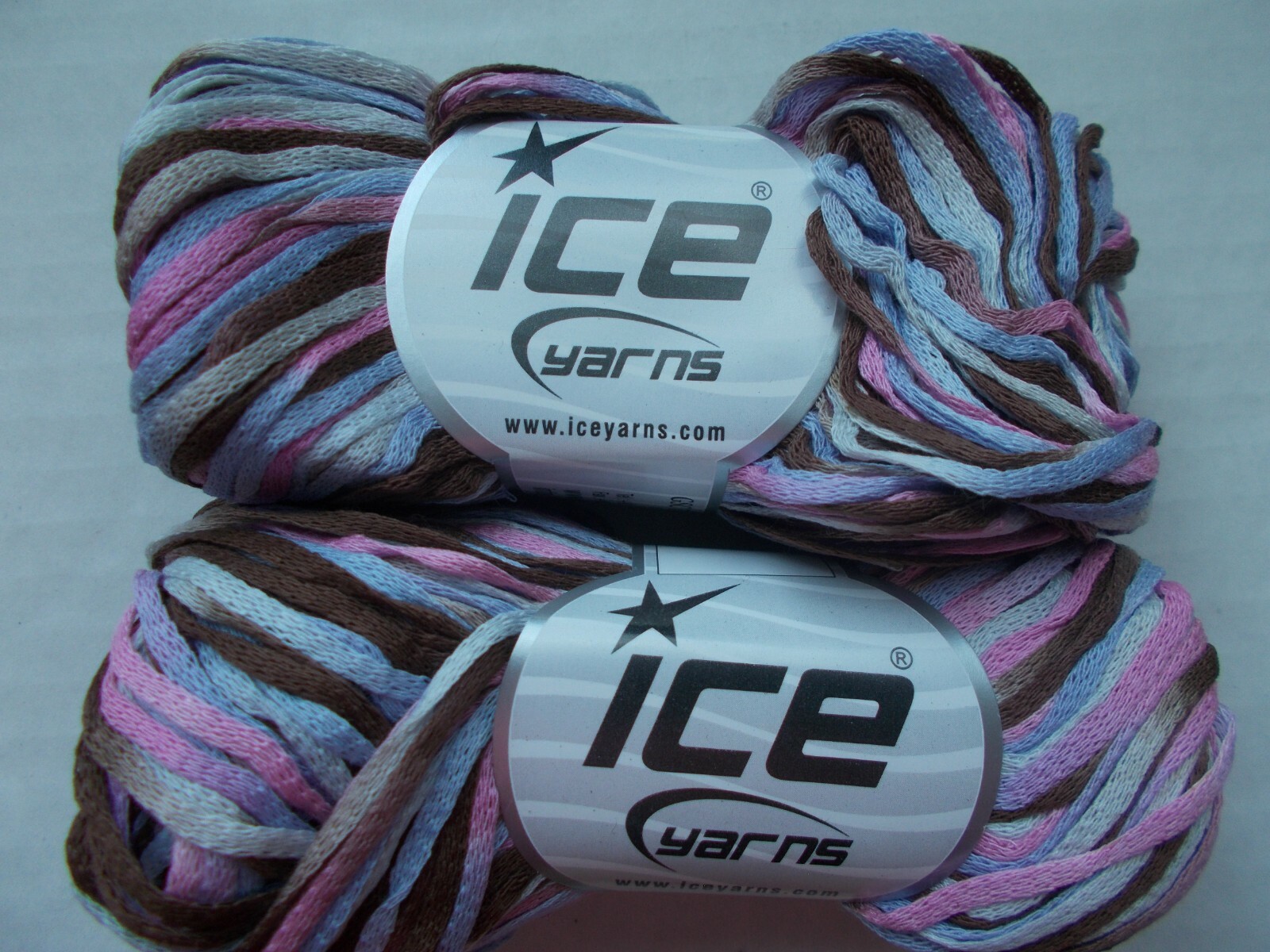 Ice Ribbon yarn, pink/lavender/brown, lot of 2 (110 yds each) | eBay