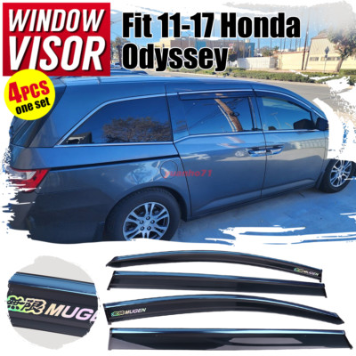 For 11-17 Honda Odyssey Rain Sun Guard Window Visor W/ Chrome Trim ...