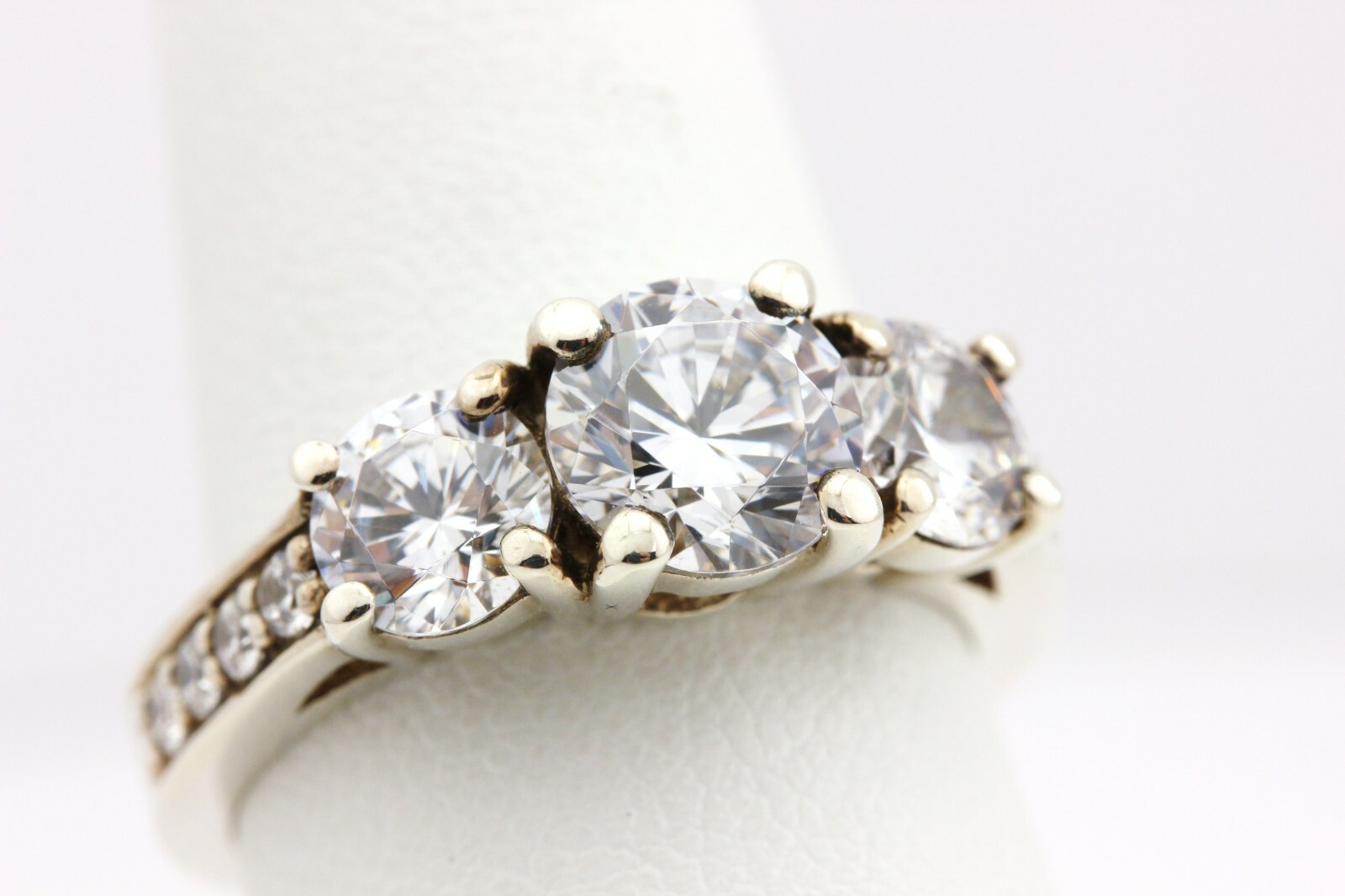 925 sterling silver CZ three stone accents ring engagement fashion new ...