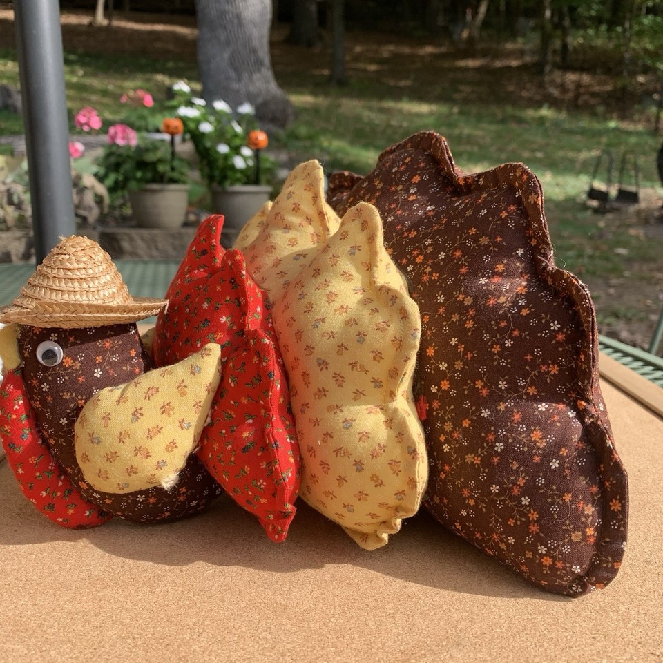 Vintage Handmade Thanksgiving Patchwork Quilt Turkey Plush Folk Art ...