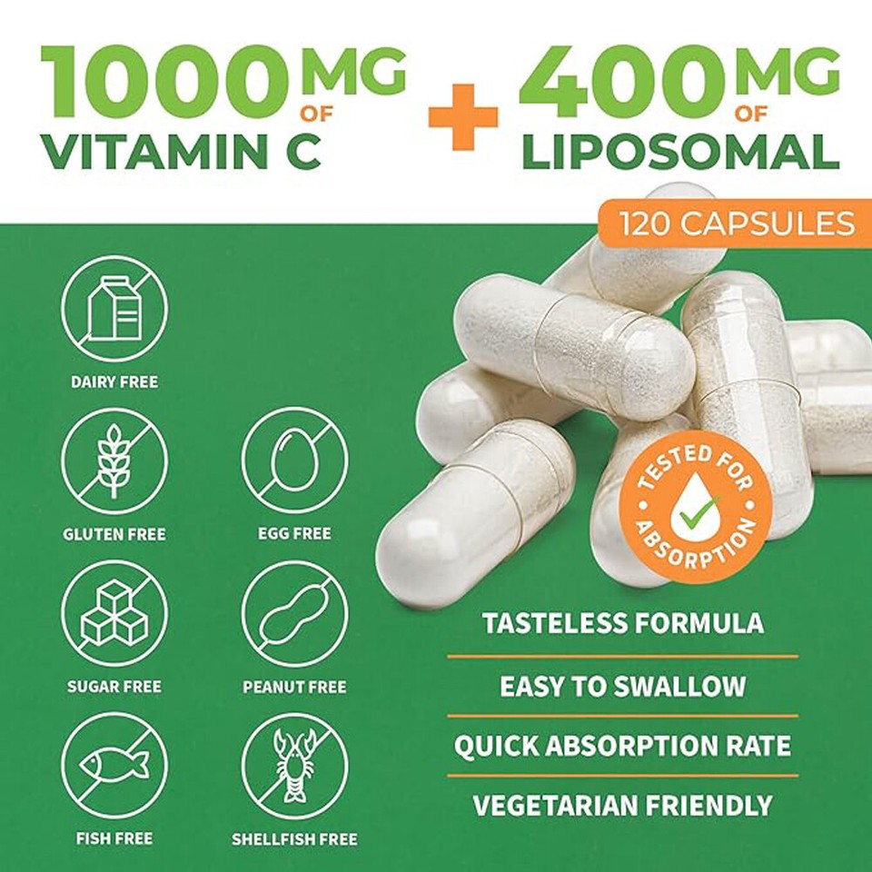 Forest Leaf Liposomal Vitamin C Immunity Booster Vitamins, 120 Capsules ...