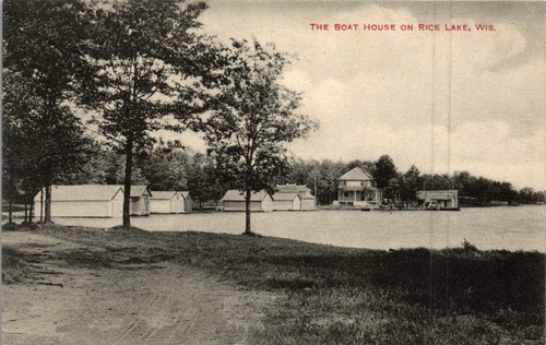 Boat House, Rice Lake, Wisconsin Postcard (1910) | eBay