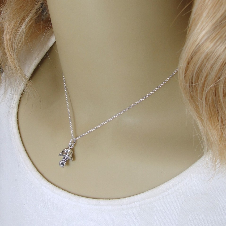 925 Sterling Silver Mushroom Necklace - 3D Mushroom Charm - Shroom ...
