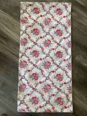 Pottery Barn Table Runner Floral Red Blue Cream Lined 18” X90” | eBay