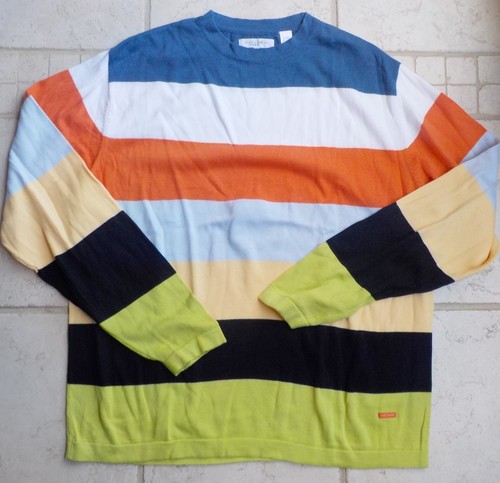 Alex Cannon 100% Cotton Striped Crewneck Sweater Multicolor SZ Large | eBay