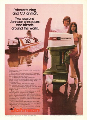 1972 JOHNSON OUTBOARD MOTOR Original Vintage Print Ad Boat Water Ski | eBay