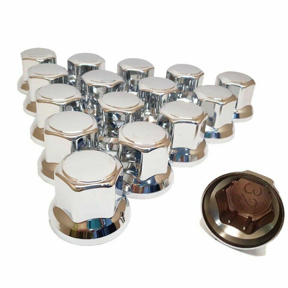 60x 32 mm Wheel Nut Cover Chrome Caps for Mercedes Man Daf Scania Volvo ...